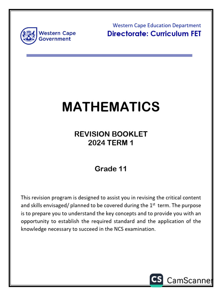 Grade 11 Math Revision Term 1 2024 | PDF | Quadratic Equation | Equations