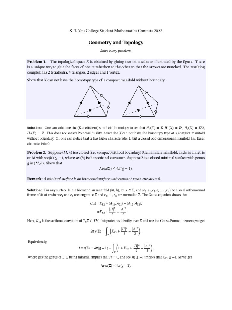 Geometry and Topology 22s Soln | PDF | Manifold | Topology