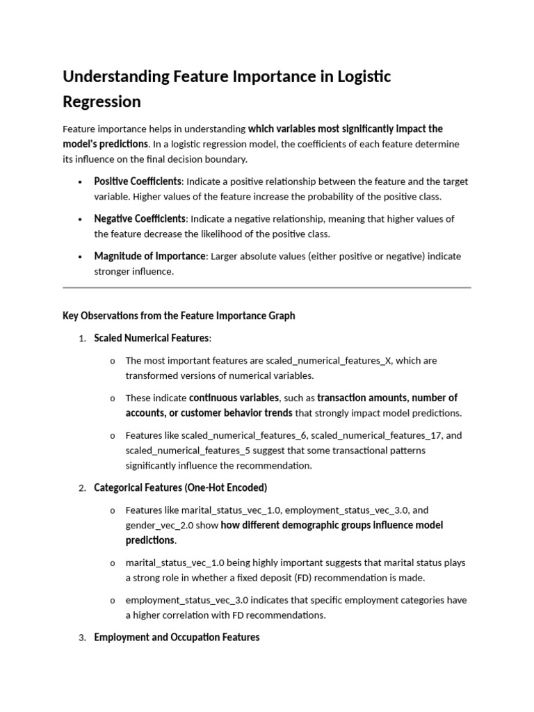 Understanding Feature Importance in Logistic Regression | PDF | Linear ...