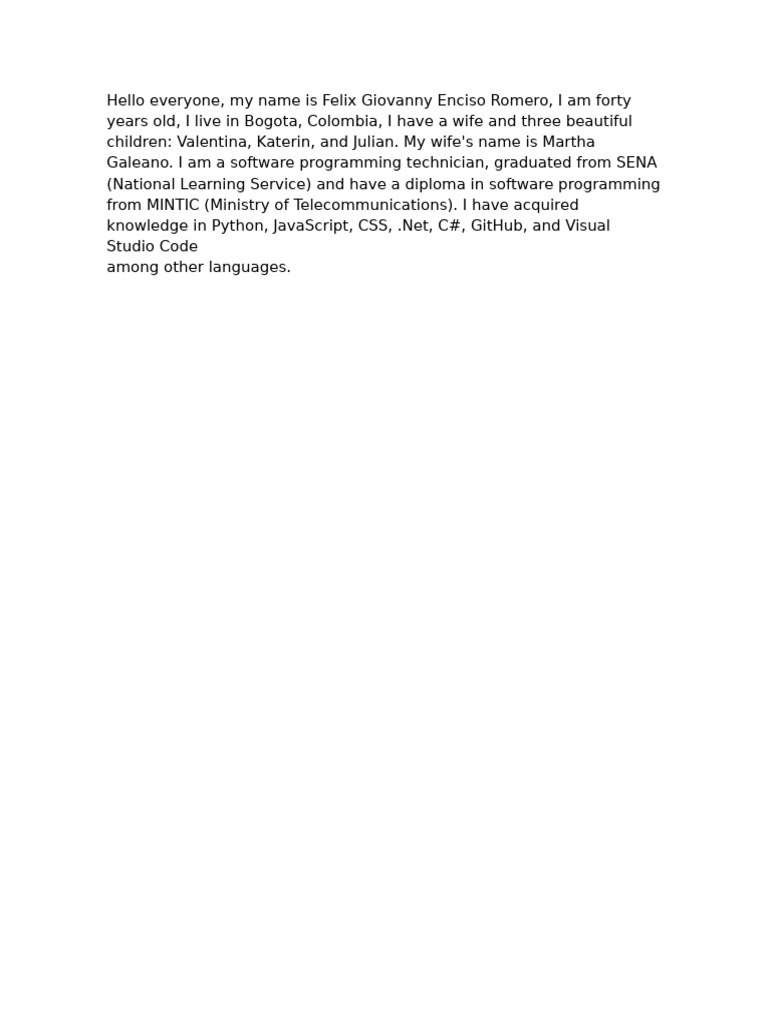 Felix Enciso: Software Programmer Bio | PDF