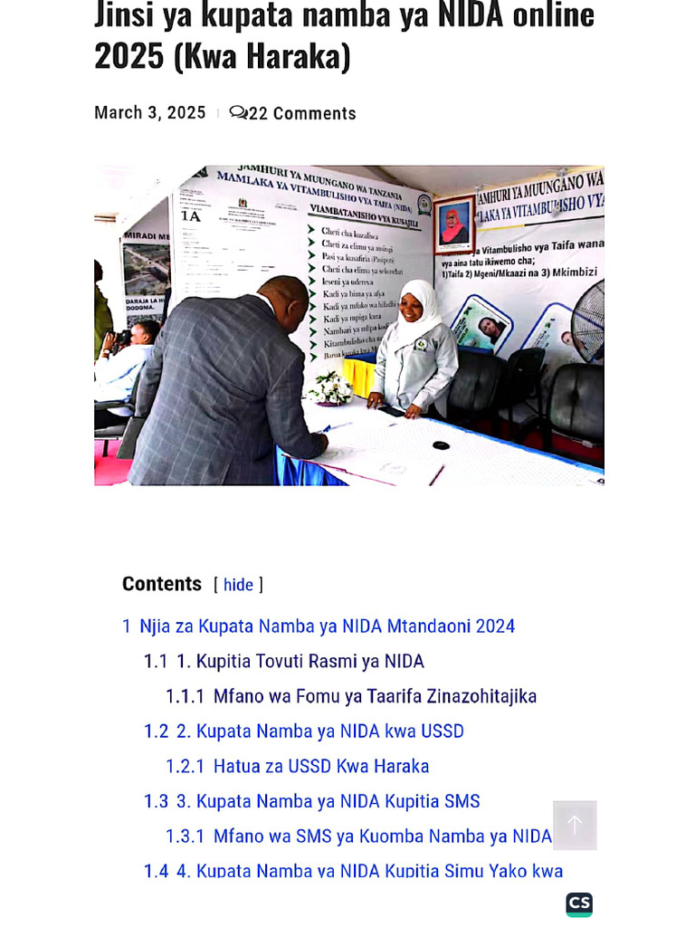 Jinsi ya Kupata Namba ya NIDA Online | PDF