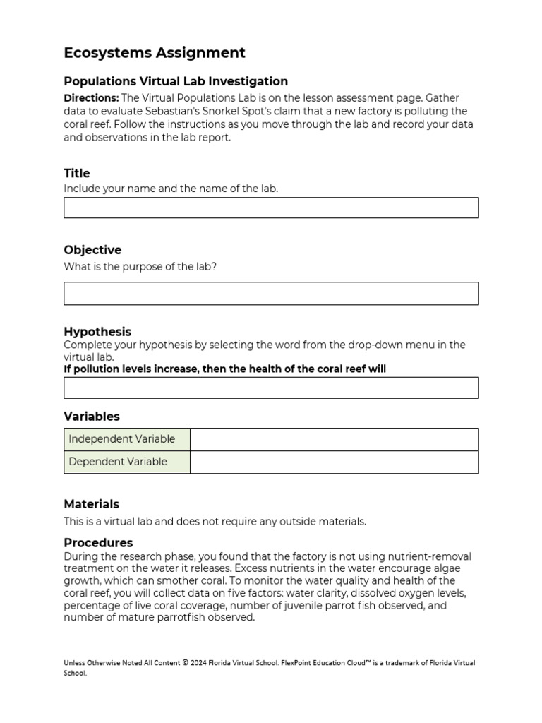 04 03 Ecosystems Assignment | PDF | Coral | Coral Reef
