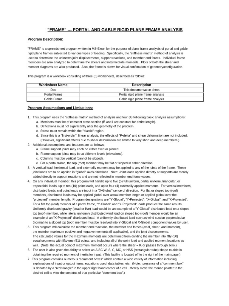Portal Gable Rigid Plane Frame Analysis | PDF | Mechanical Engineering ...