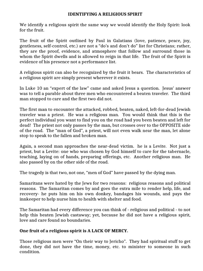 Identifying A Religious Spirit | PDF | Jesus | Disciple (Christianity)