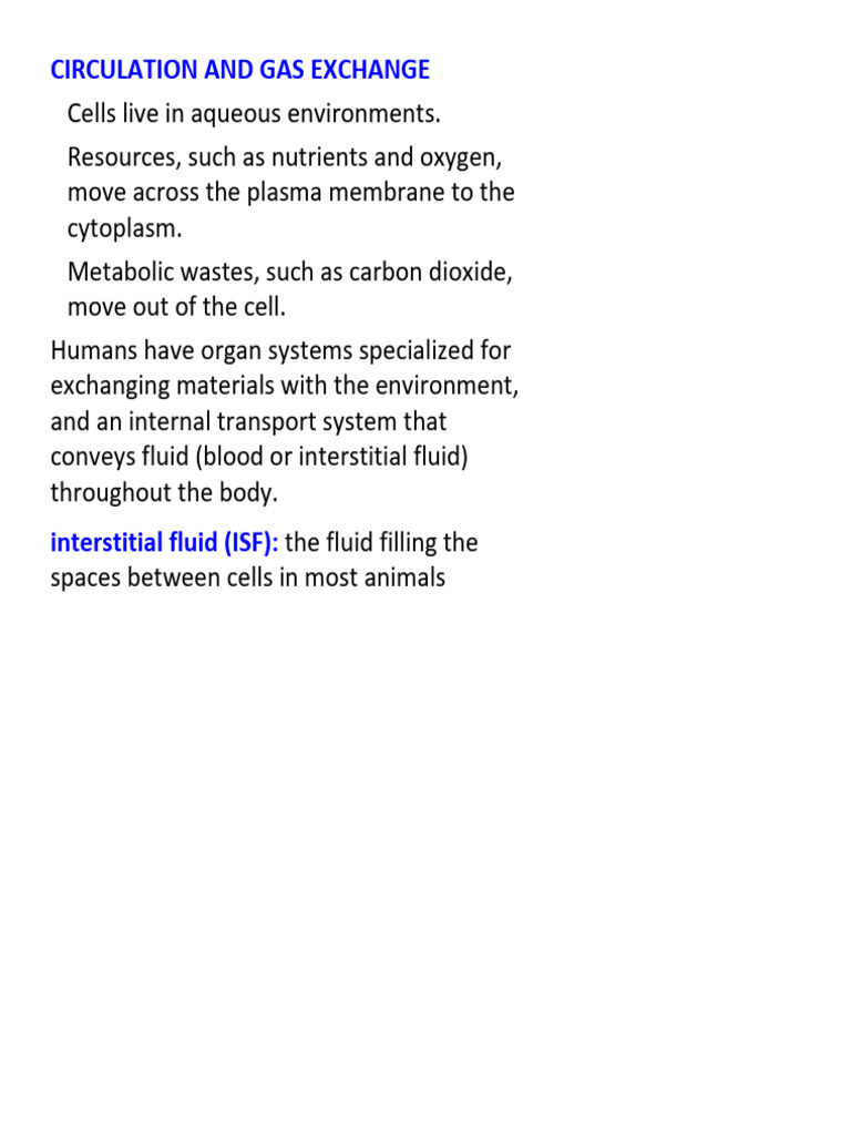 Circulation and Gas Exchange - Part 1 | PDF | Heart Valve | Lymph