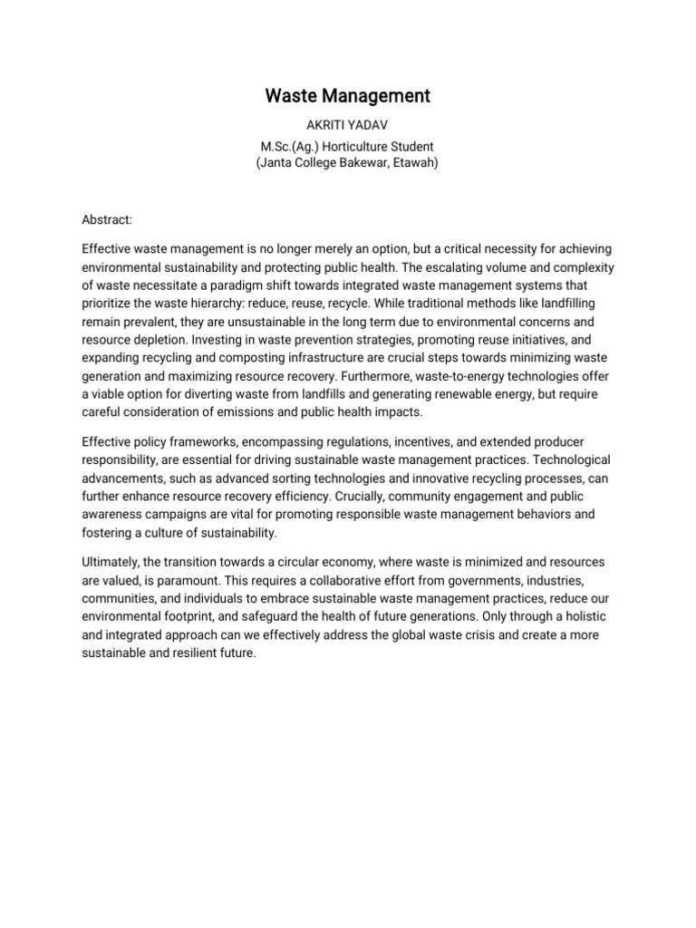 Akriti Topic - Waste Ma-WPS Office | PDF