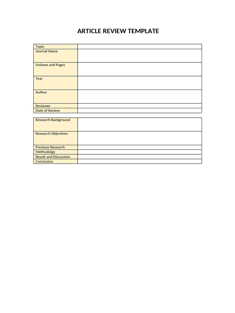 Article Review Template | PDF