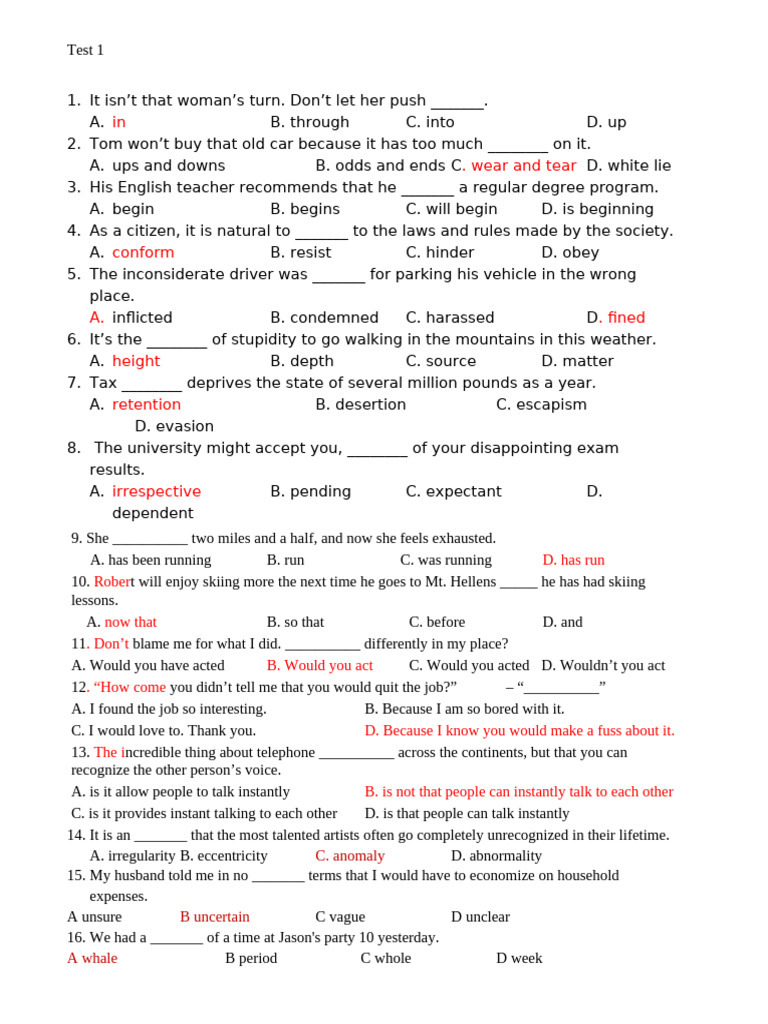 LEXICO GRAMMAR TỔNG HỢP CUỐN 1- KEY | PDF