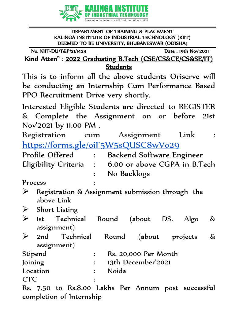 Registration for Oriserve Recruitment Drive for 2022 Graduating Batch | PDF | Databases ...