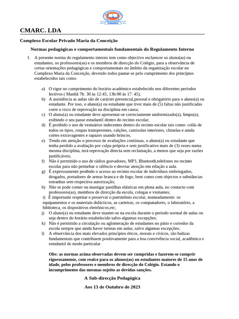 Normas do Regulamento Interno do CMARC | PDF