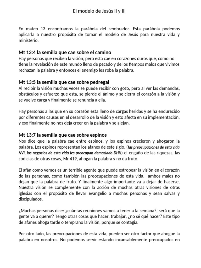 Parábolas de Mateo 13 y Discipulado | PDF | Jesús | Fe