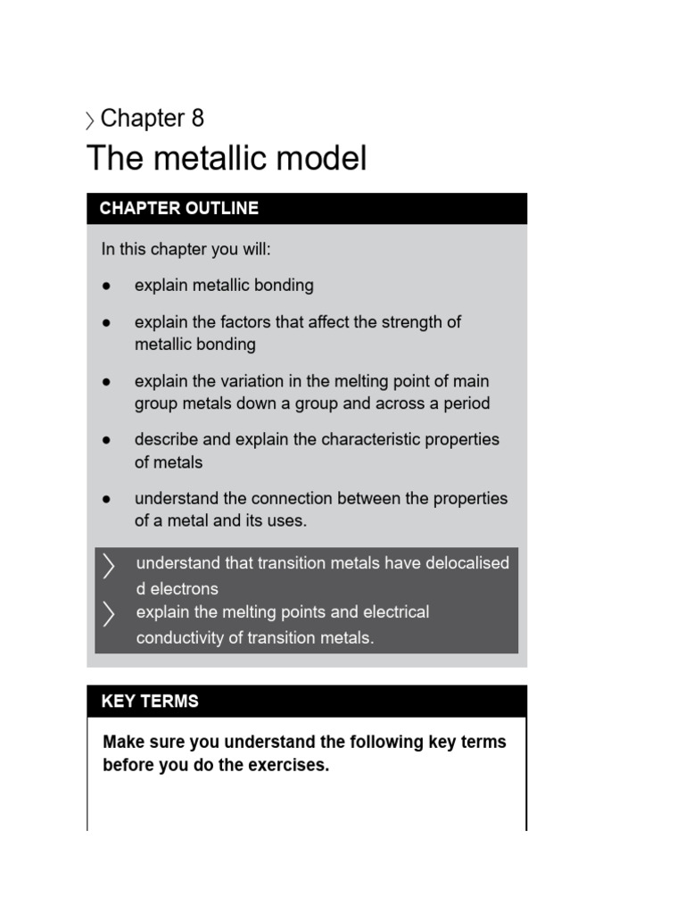 Understanding Metallic Bonding and Properties | PDF | Metals | Chemical ...