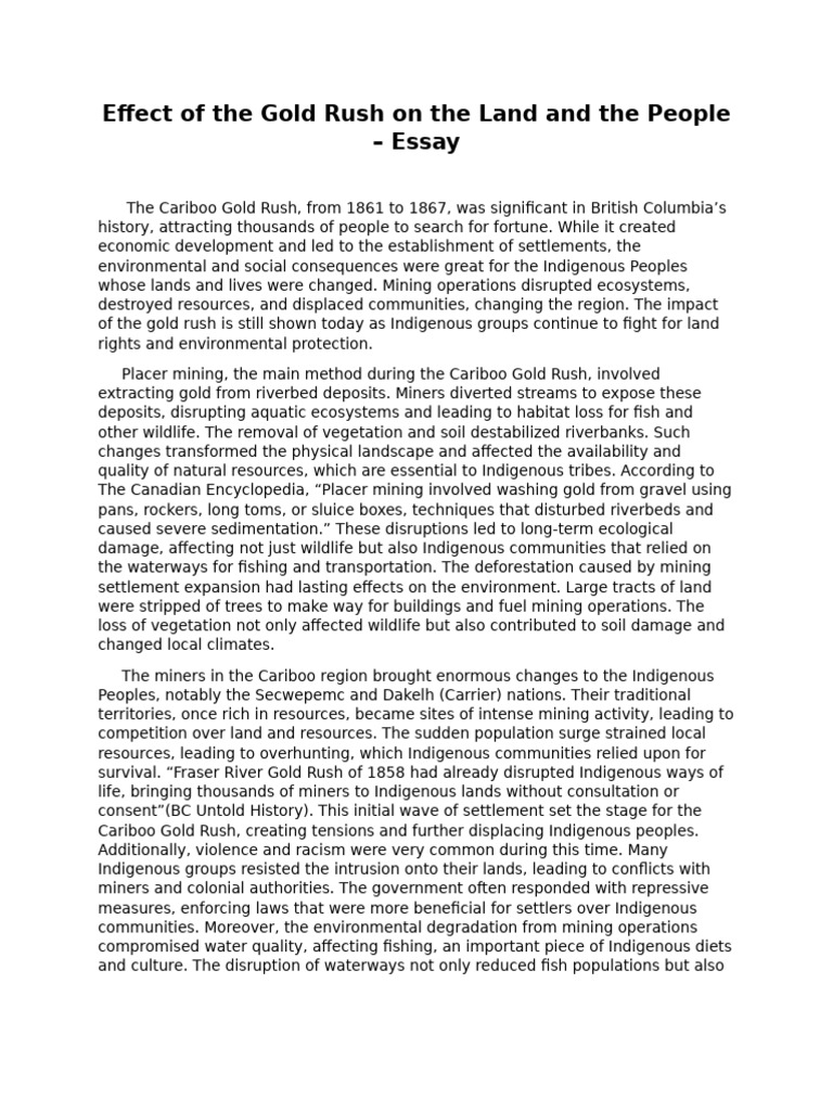 Impact of the Gold Rush on Indigenous Lands | PDF | Mining | Indigenous ...