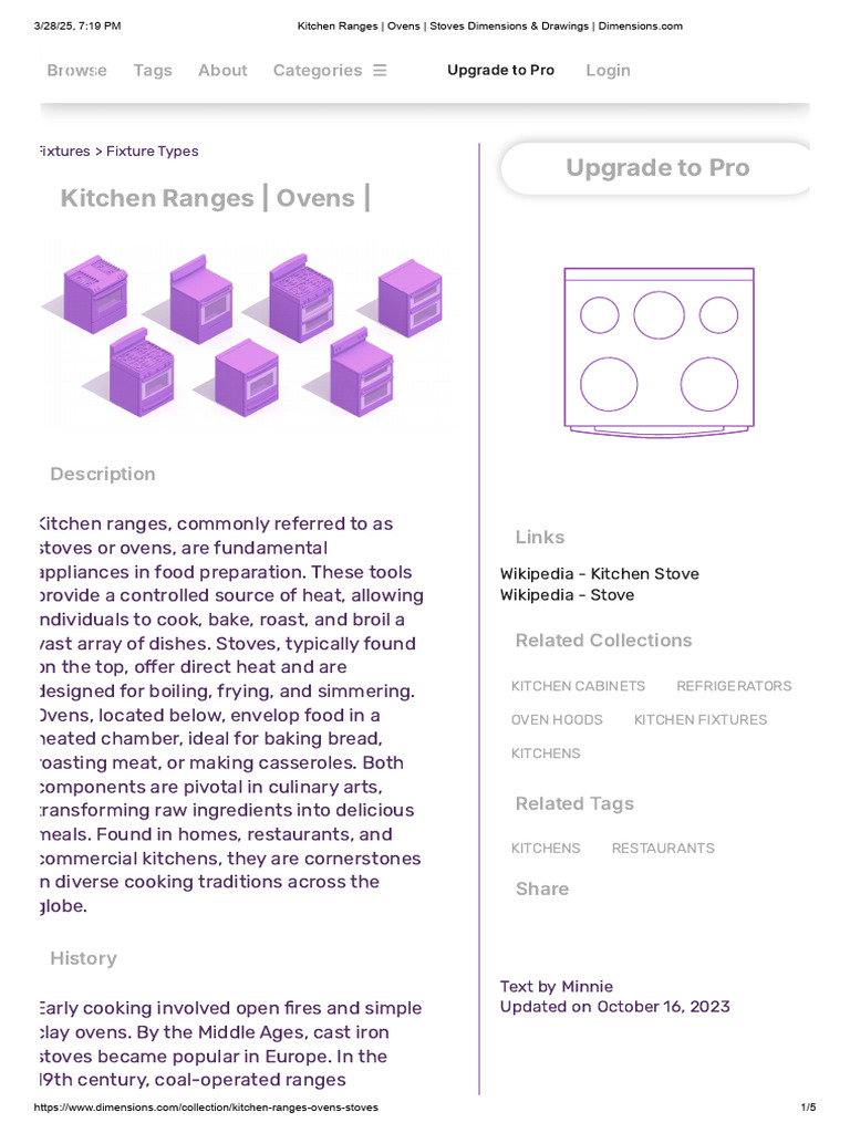 Kitchen Ranges - Ovens - Stoves Dimensions & Drawings | PDF | Kitchen ...