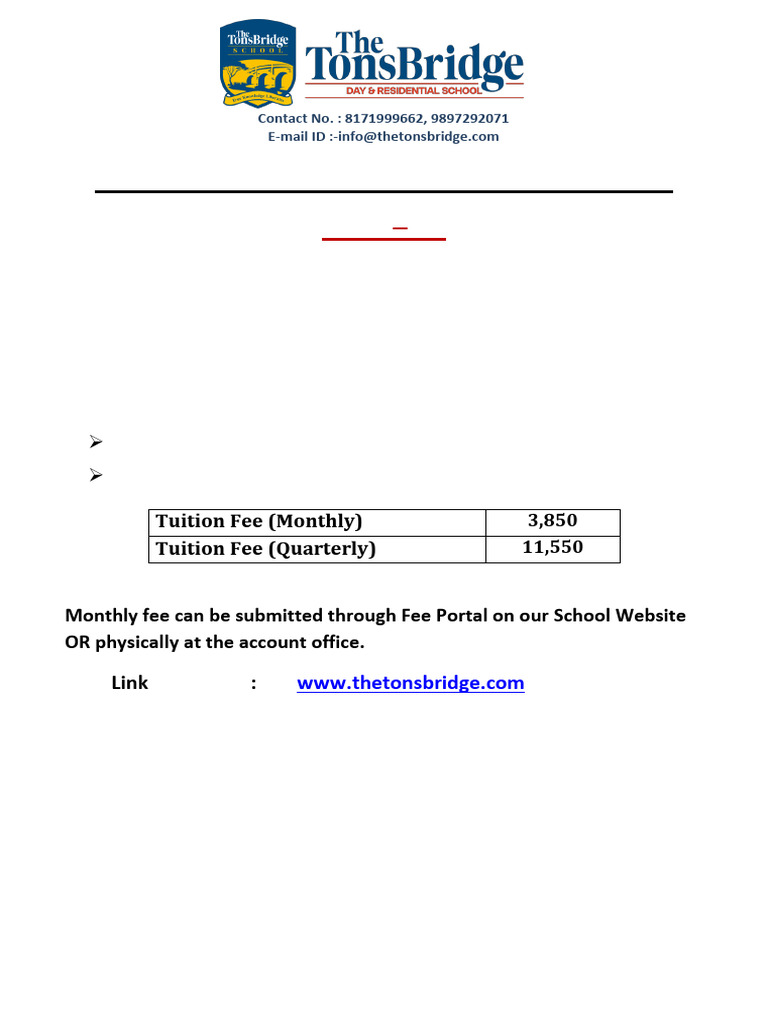 Fee Structure Grade 9 2025 26 | PDF