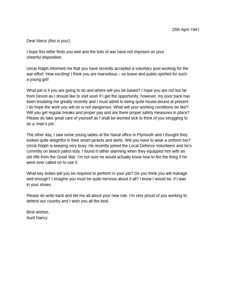 Letter From Aunt Nancy | PDF
