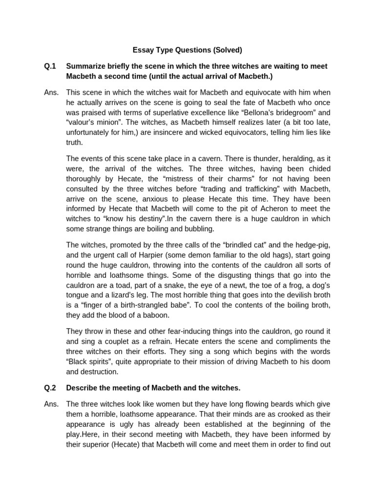 MACBETH - Questions & Anwers | PDF | Macbeth | Shakespearean Characters