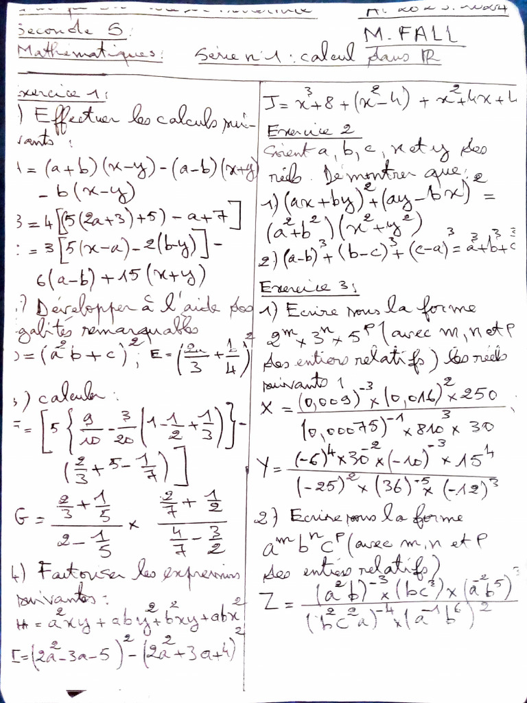 Exercice Math Calcul Dans R Seconde S | PDF