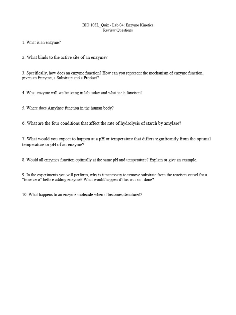 Bio 103L Lab-04 - Review Questions | PDF