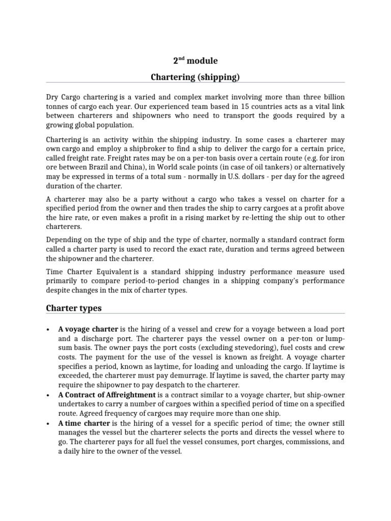 Dry Cargo Chartering Explained | PDF | Tonnage | Naval Architecture