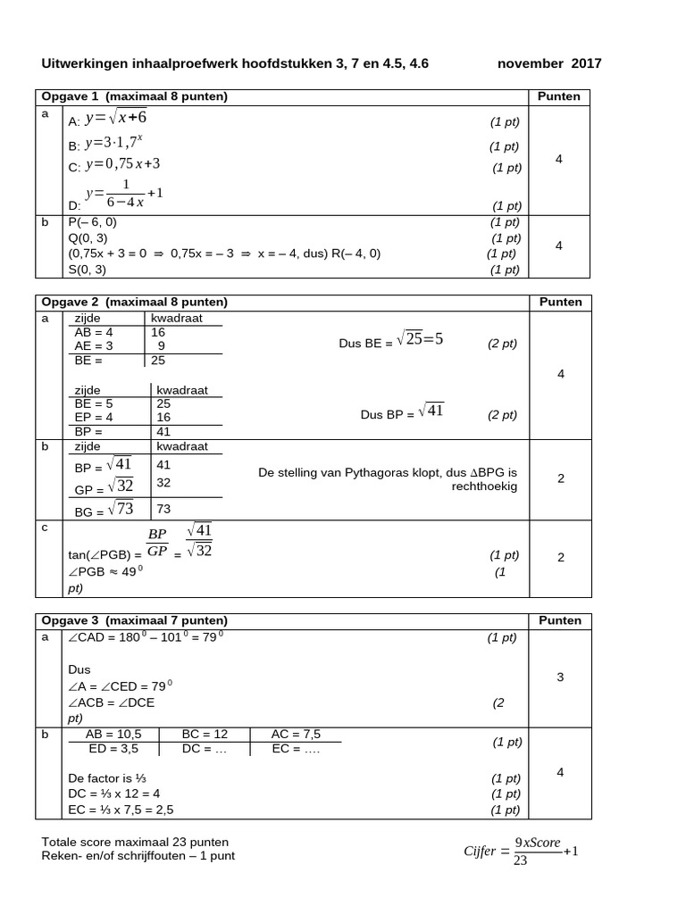 H3 WI P2 2017 Inhaal Uitwerkingen | PDF
