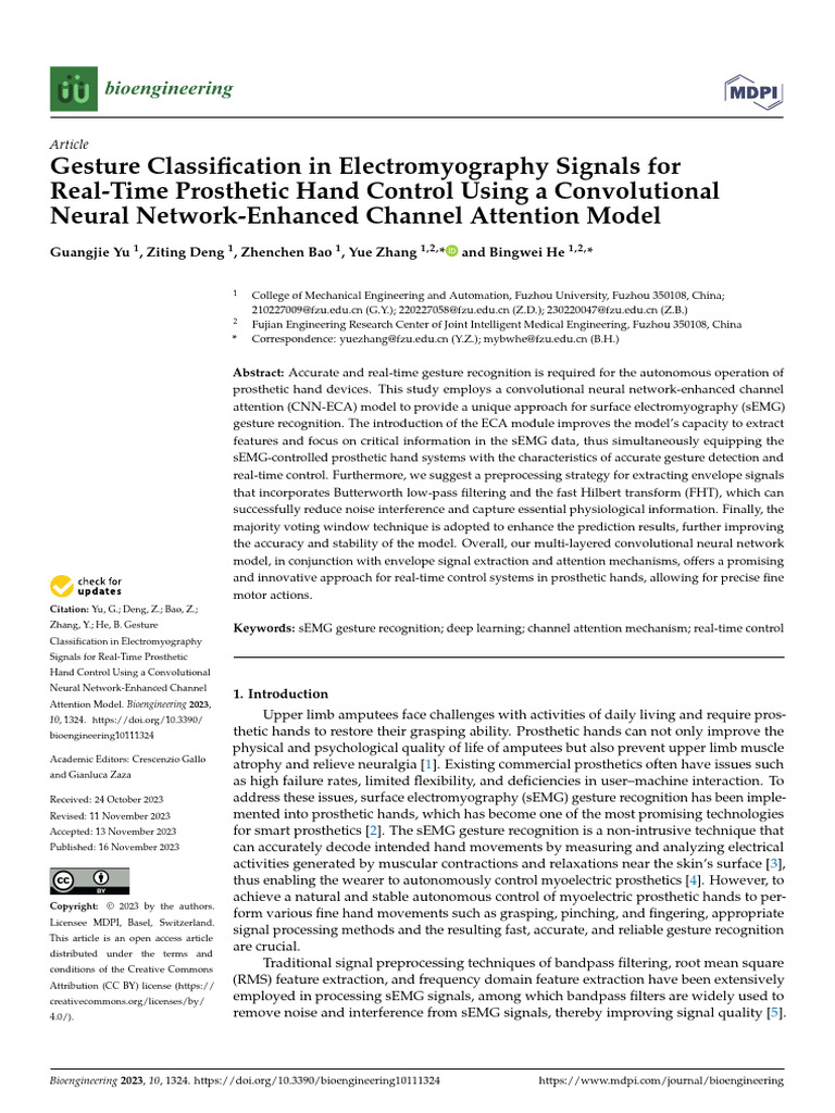 bioengineering-10-01324 | PDF | Electromyography | Deep Learning