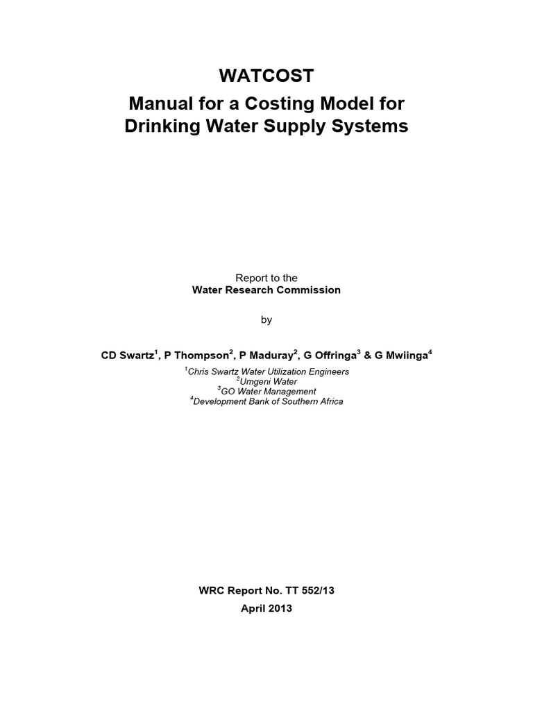 Costing Model for Water Supply Systems | PDF | Net Present Value ...