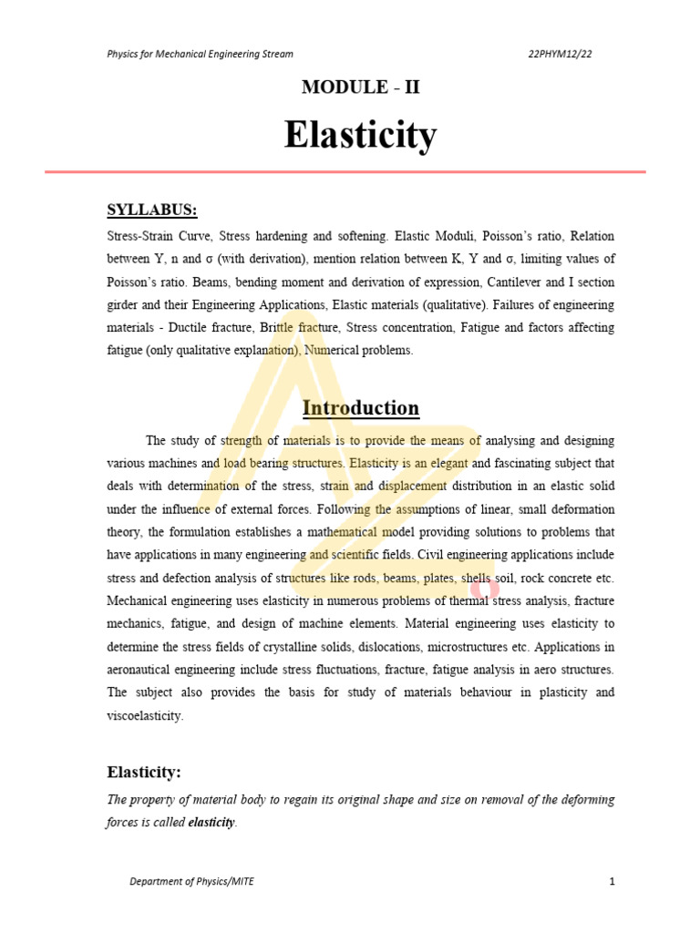 Understanding Elasticity in Engineering | PDF | Deformation ...