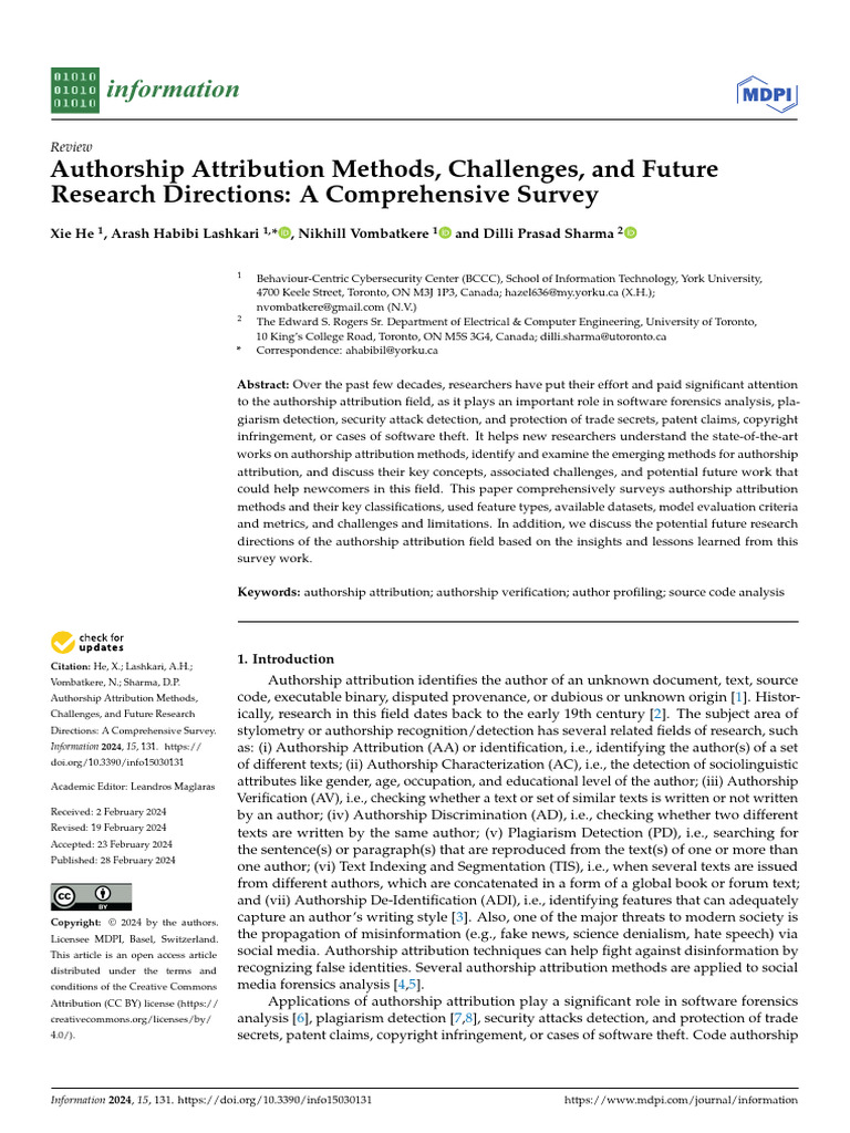 Authorship_Attribution_Methods_Challenges_and_Futu | PDF | Support Vector Machine | Statistical ...