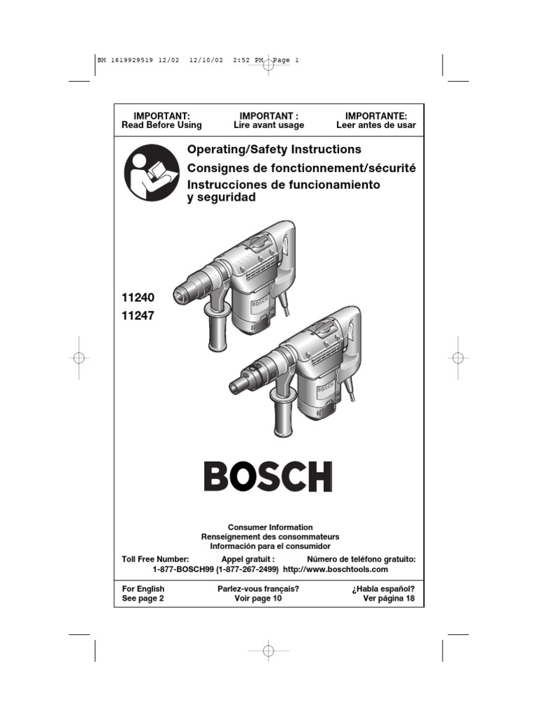 Bosch 11240 Hammer Drill Manual | PDF | Switch | Trigger (Firearms)