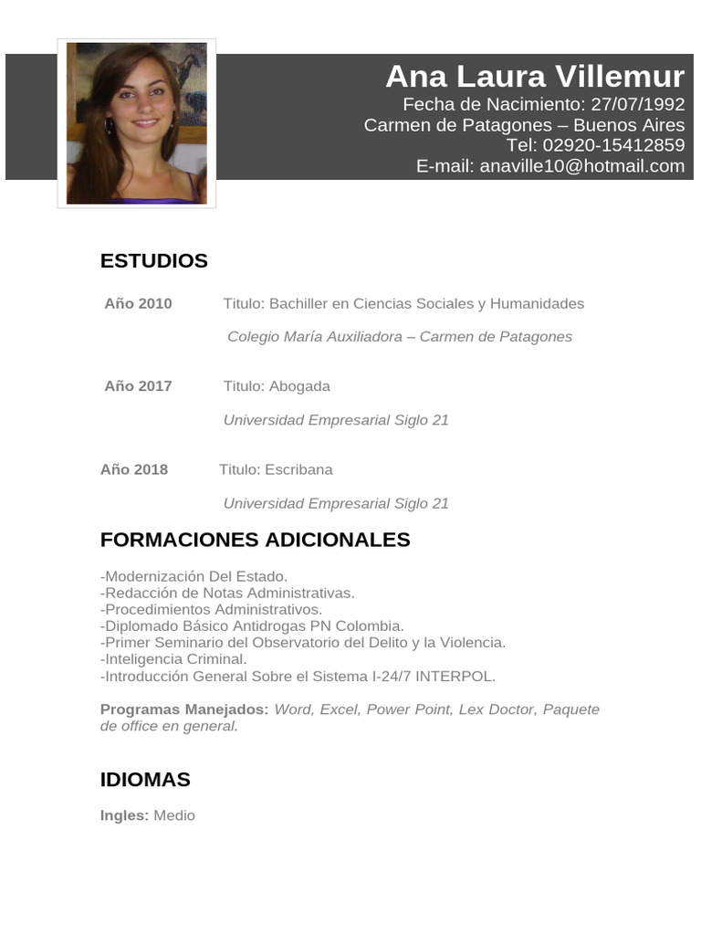 Curriculum Vitae de Abogada Ana Laura | PDF | Abogado | Despacho de ...
