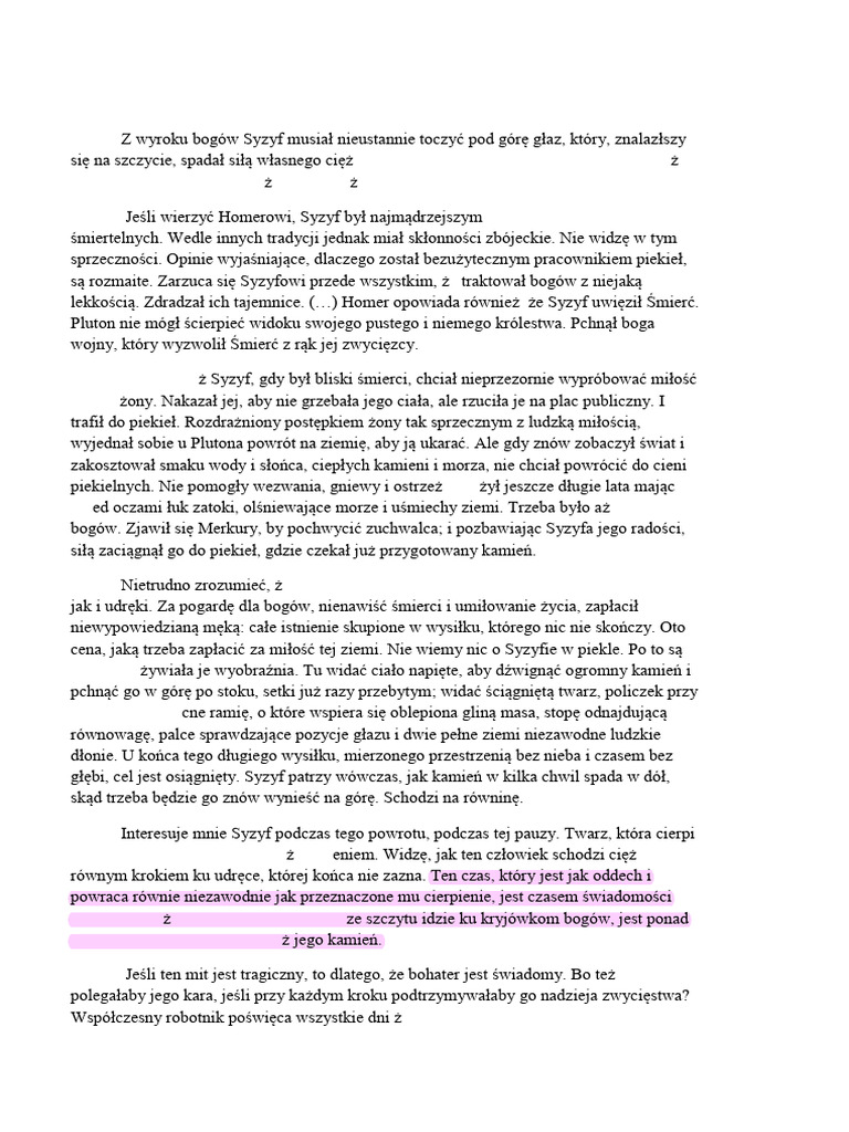 Albert Camus Mit Syzyfa | PDF