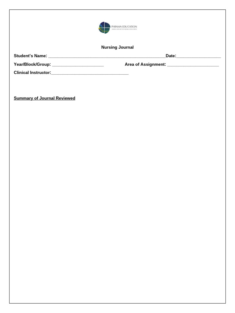 Nursing Journal Reflection Template | PDF