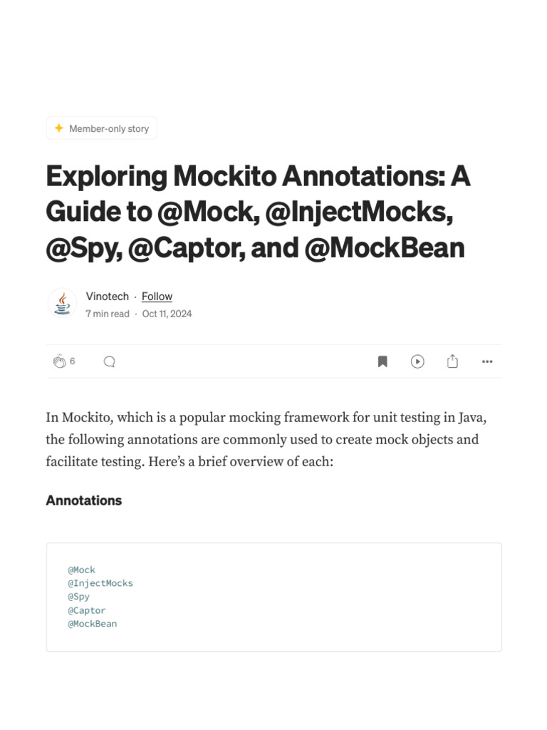 Exploring Mockito Annotations - A Guide To @mock, @InjectMocks, @spy, @captor, and @MockBean ...