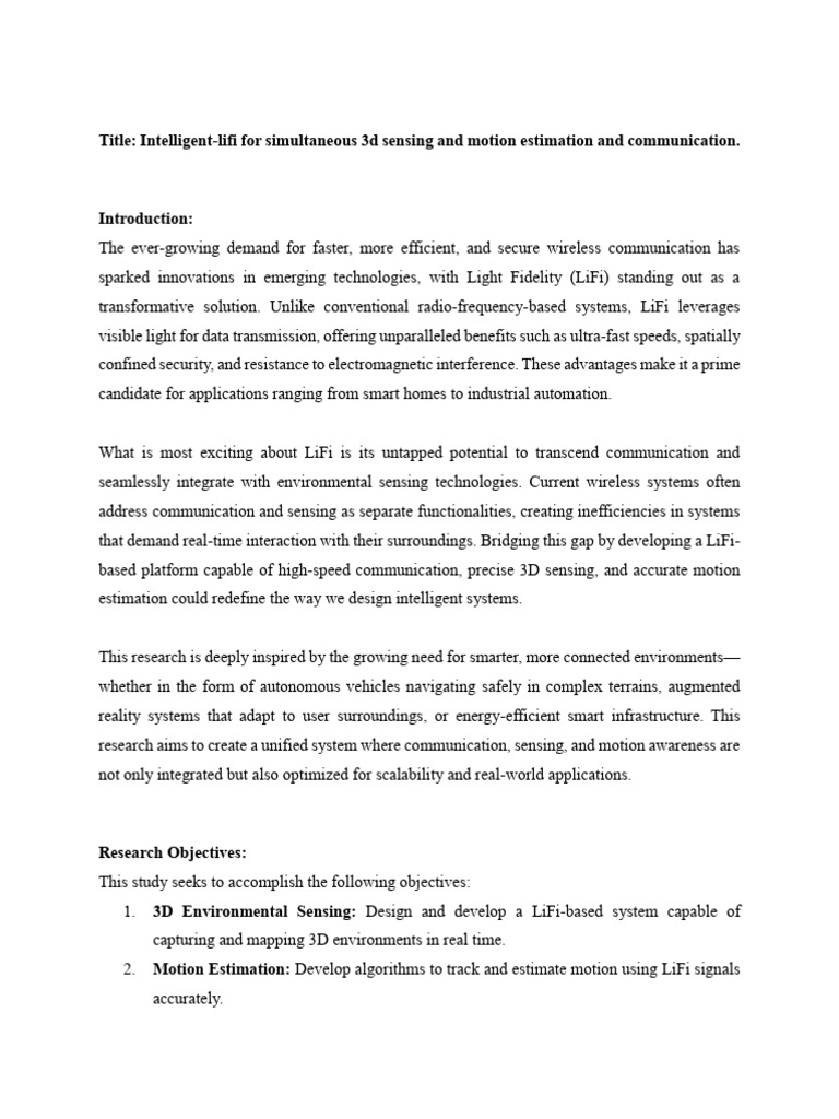 Research Proposal On Intelligent-Lifi For Simultaneous 3d Sensing and ...