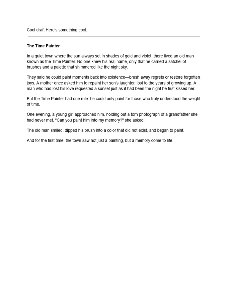 The Time Painter: A Tale of Memories | PDF
