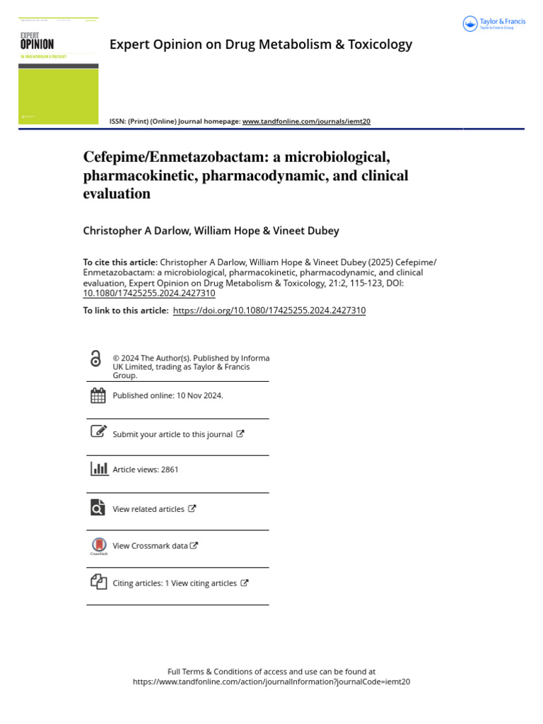 Cefepime/Enmetazobactam Evaluation | PDF | Beta Lactamase | Antibiotics