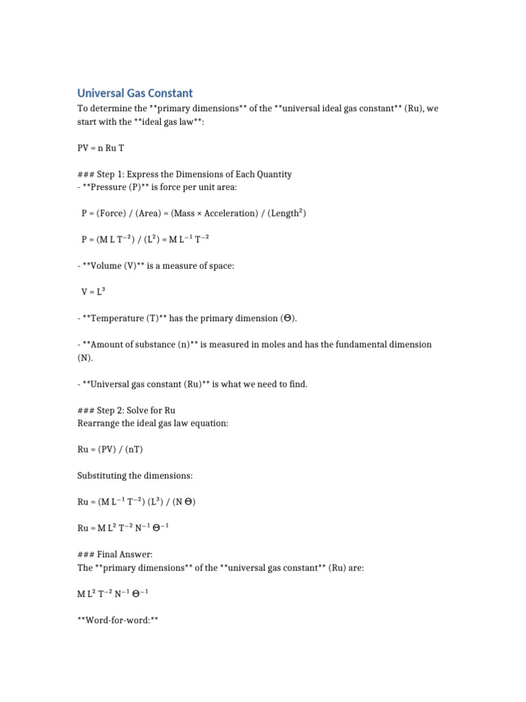 Universal Gas Constant | PDF