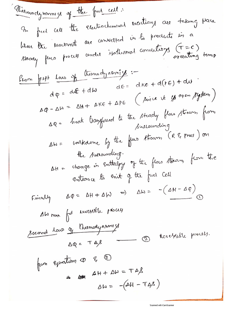 Fuel Cell Problems Theory and Solutions | PDF