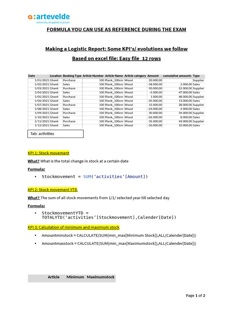 Formulas To Use During Exam | PDF