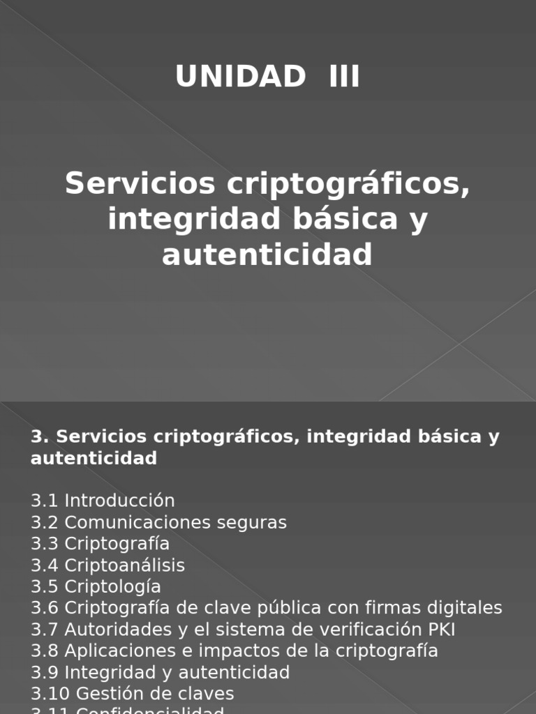 Unidad III Seguridad de Redes 2 | PDF | Criptografía | Clave (criptografía)