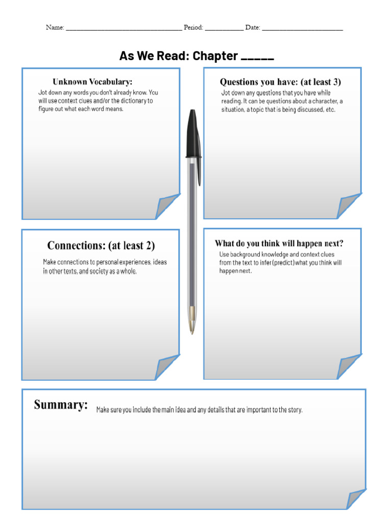 As We Read Handout Editable | PDF