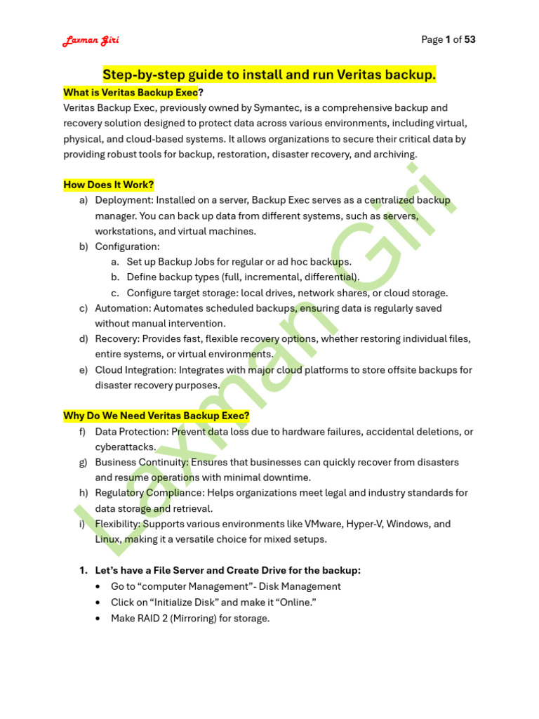 Veritas Backup Exec Installation Guide | PDF | Backup | Cloud Computing