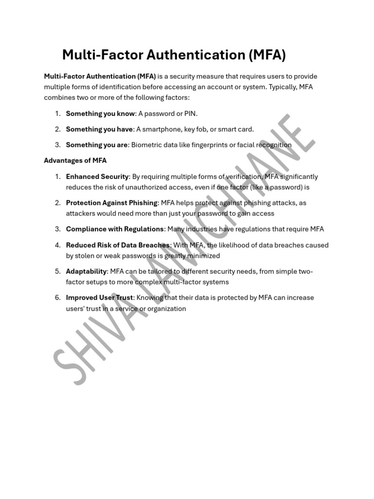 Multi-Factor Authentication (MFA) | PDF