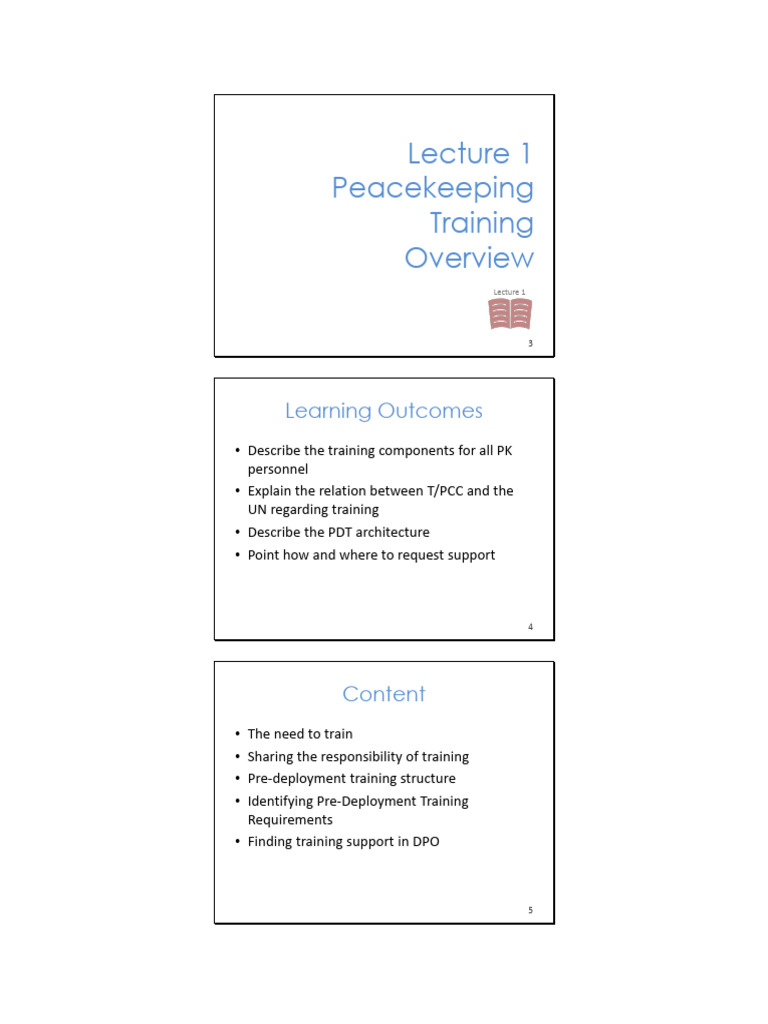Peacekeeping Training Overview and Importance | PDF | Peacekeeping ...