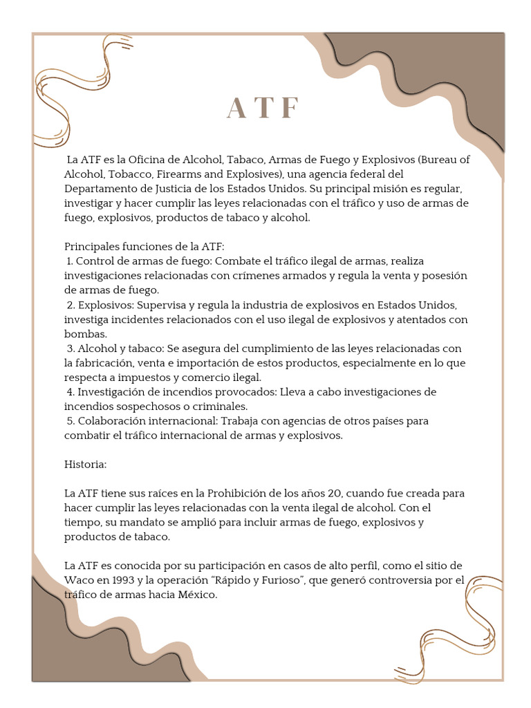Qué es la ATF y sus funciones principales | PDF