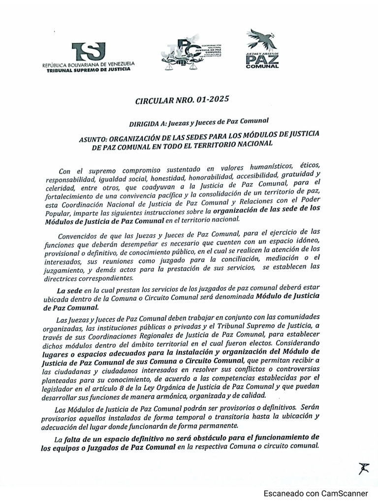 Circular Nro. 001-2025 | PDF