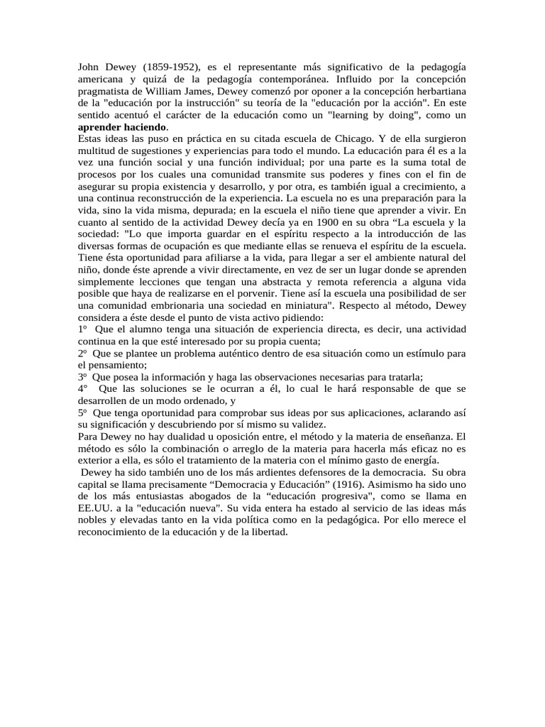 Dewey | PDF | John Dewey | Escuelas