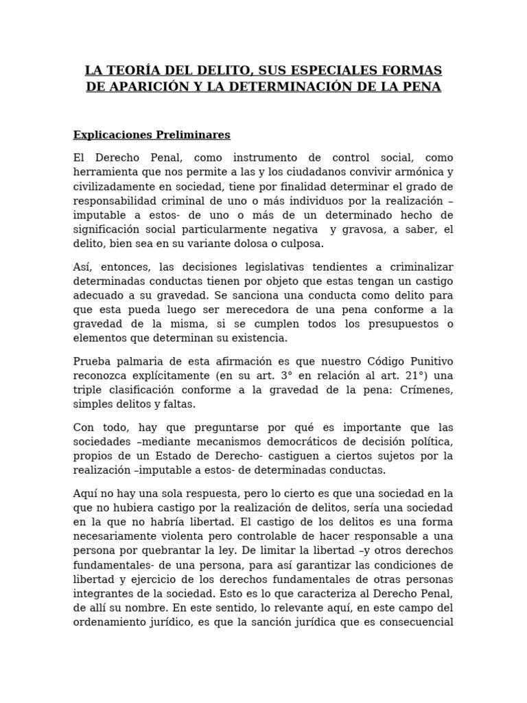 LA TEORÍA DEL DELITO | PDF | Castigos | Derecho penal