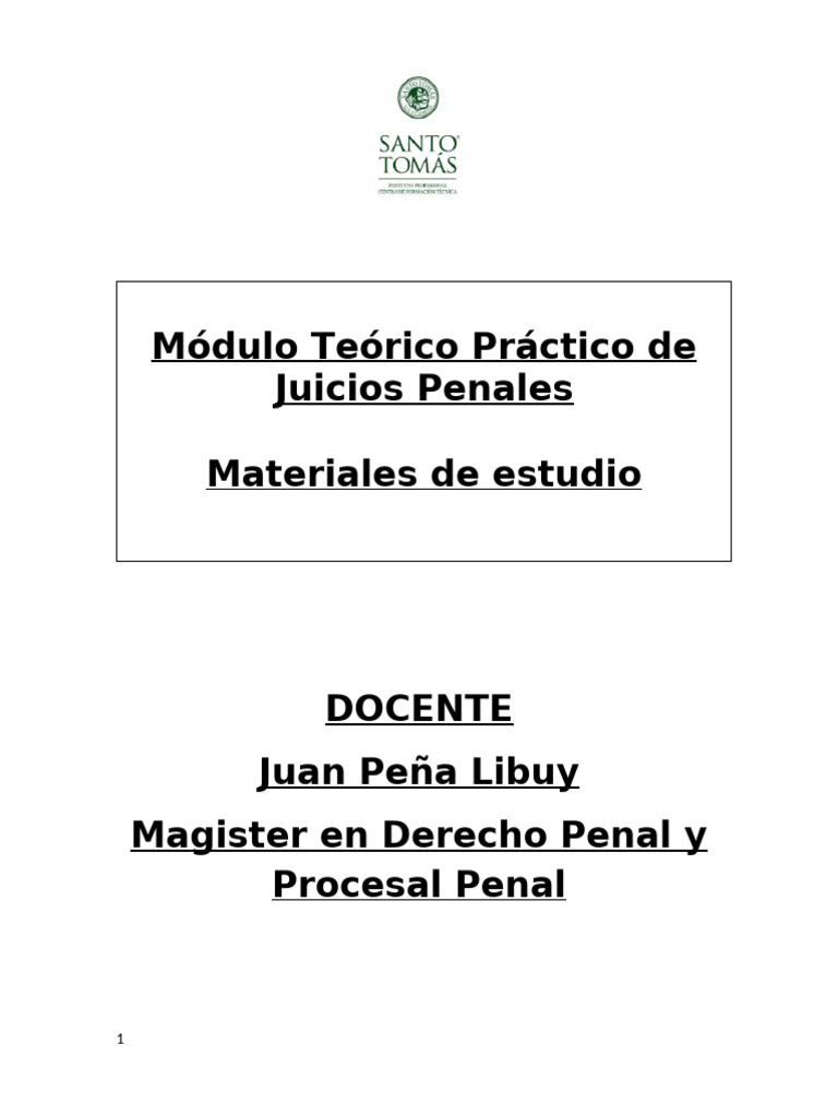 Módulo Teórico Práctico de Juicios Penales - Parte General VF | PDF | Derecho penal | Ciencia ...